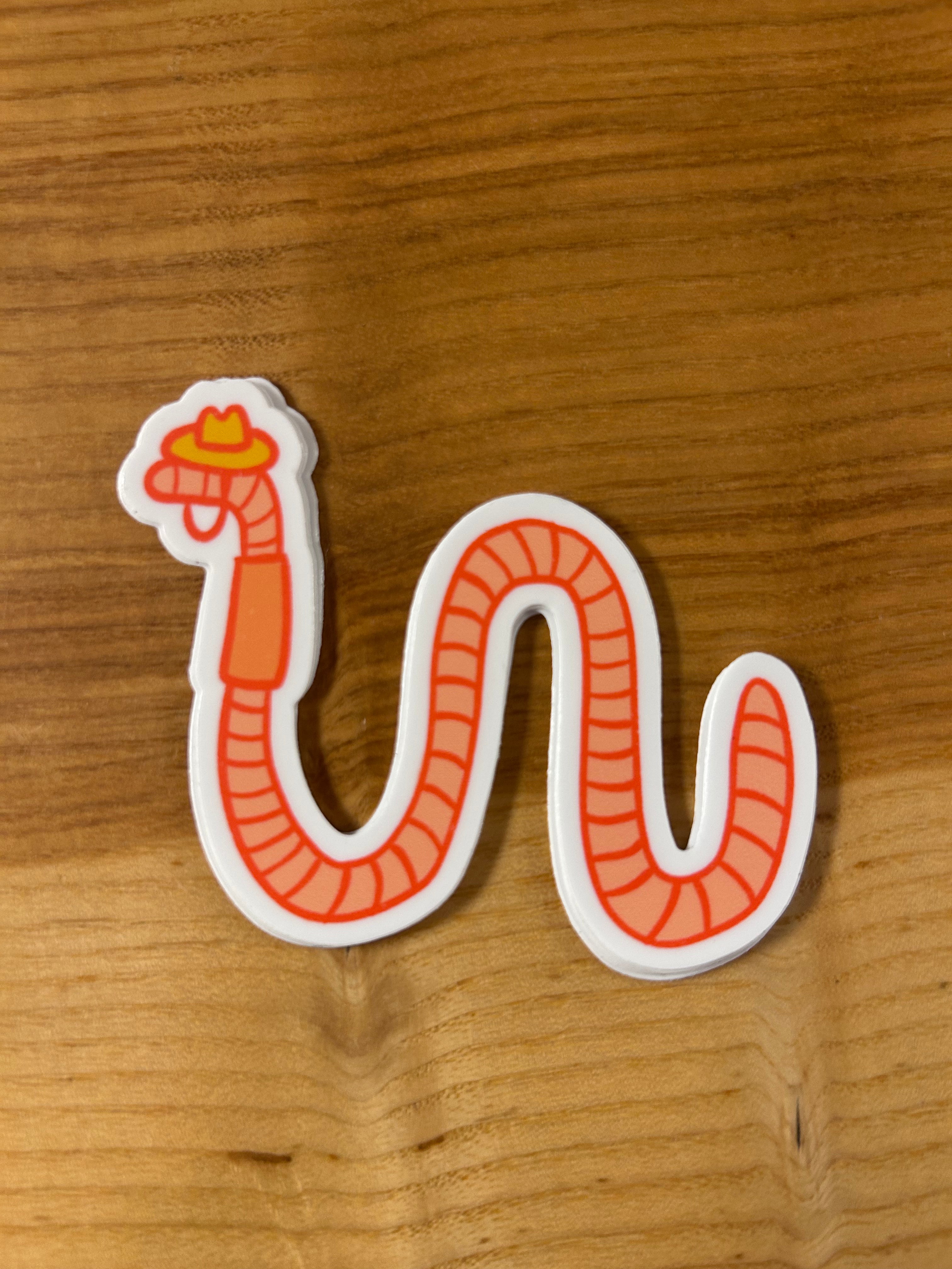 Cowboy worm sticker – Lost Lakes Treasure Chest
